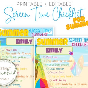 Summer Screen Time Checklist - Screen Time Rules - Summer Screen Time ...