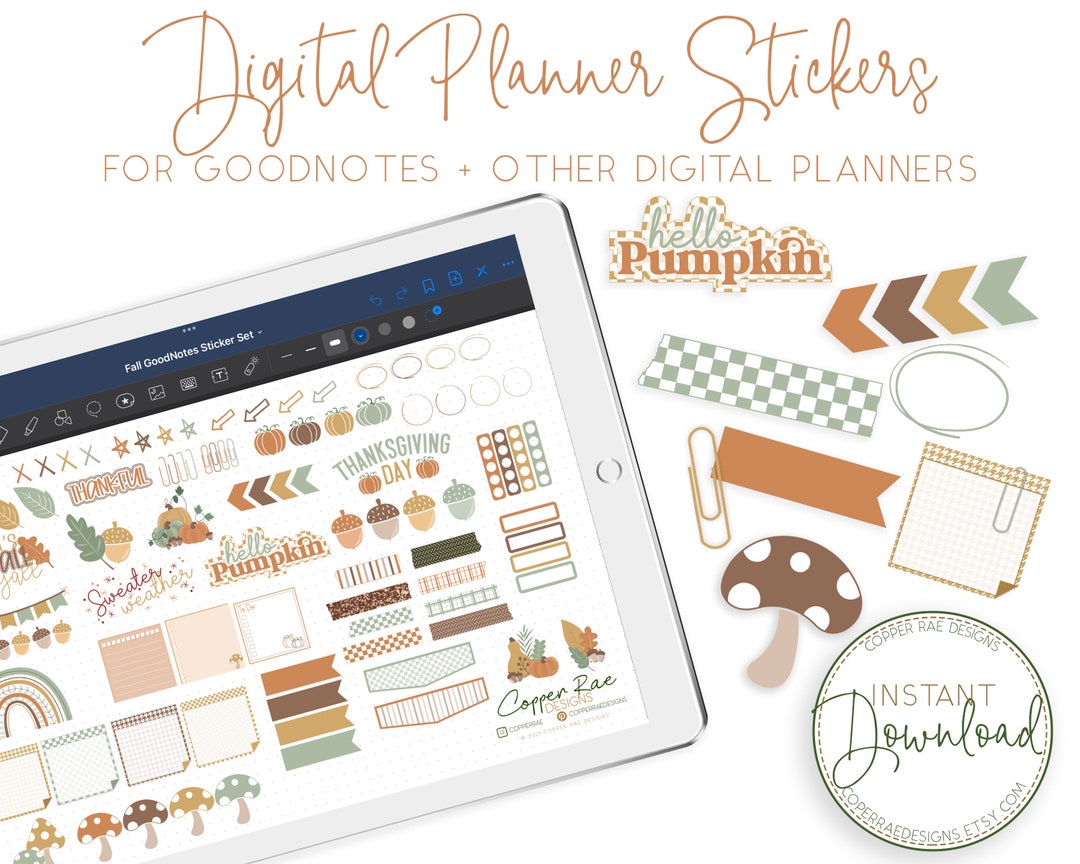 Goodnotes Stickers Kit, Digital Stickers, Goodnotes Planner, Fall ...