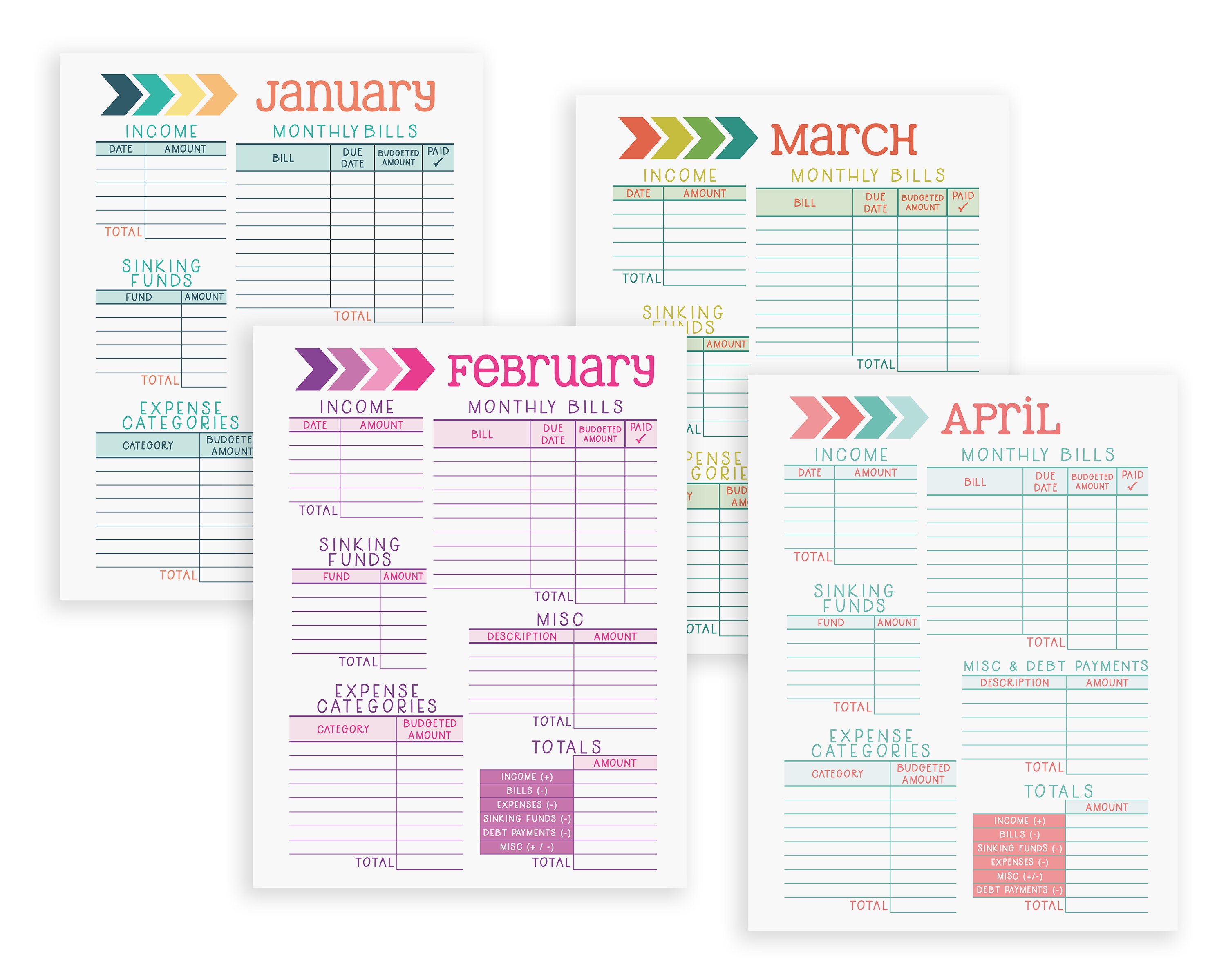 Printable Financial Planner Monthly Budget Worksheet Budget | Etsy