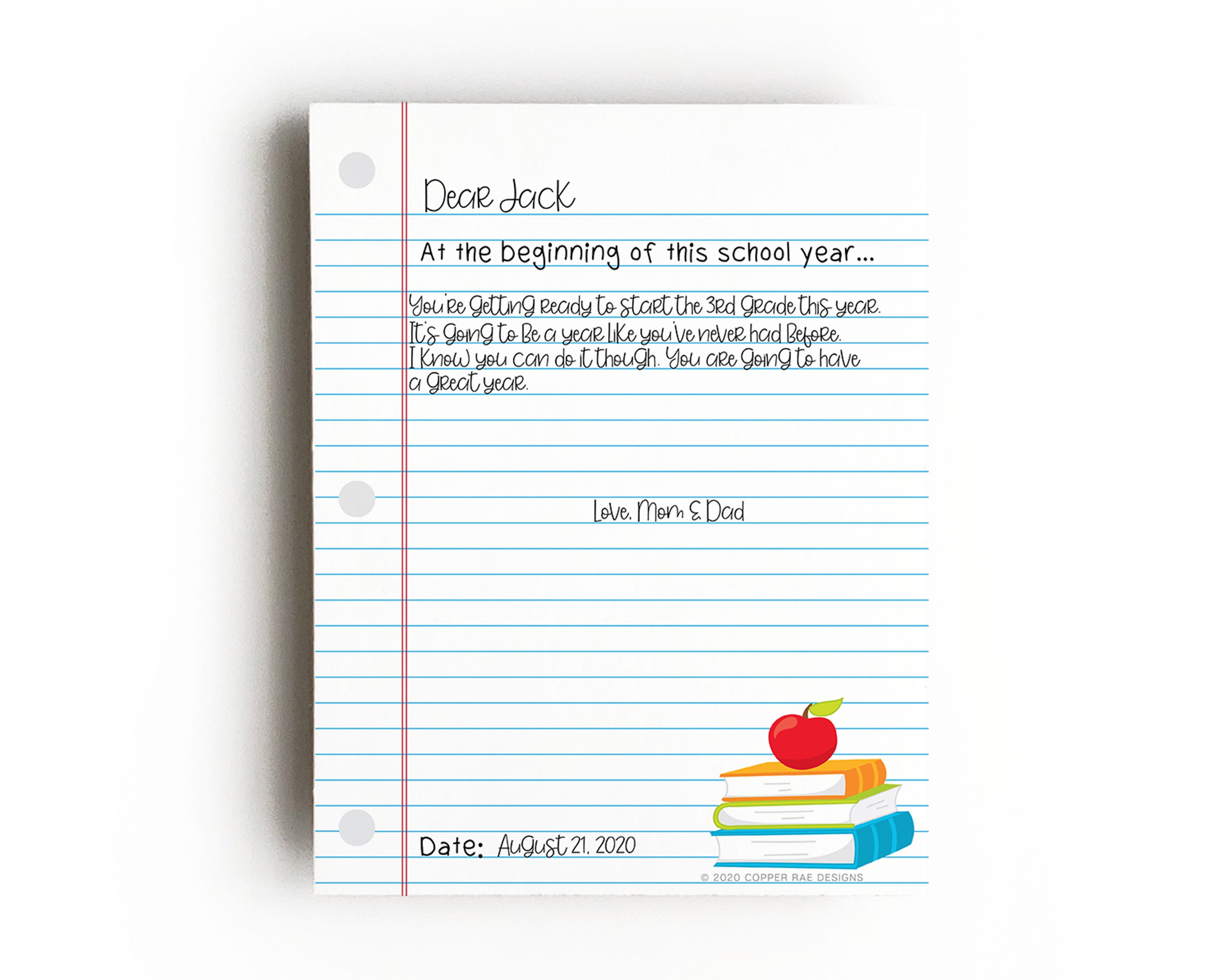 First Day of School Letter - Parent to Child Letter - Letter to Child ...