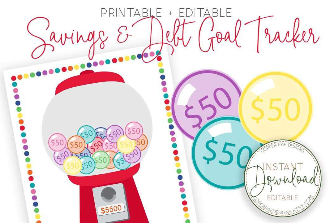 Customizable Savings Tracker - Debt Pay off Tracker - Goal Tracker - Etsy