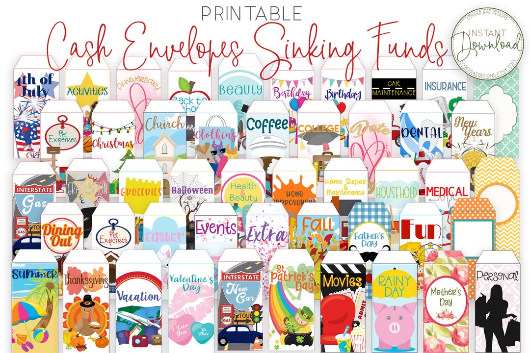 Printable Sinking Fund Cash Envelopes, 48 Designs - Etsy