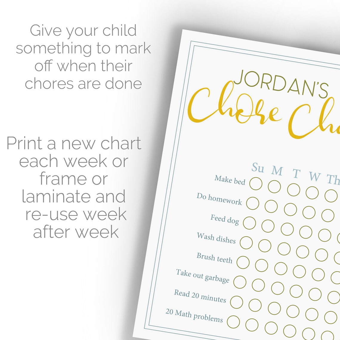 Editable Kids Chore Chart Printable - Etsy