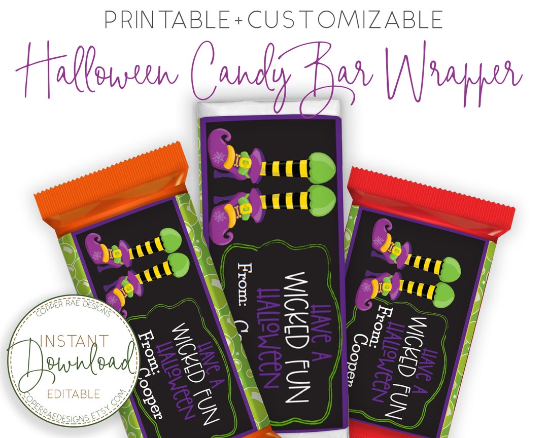 Customizable Halloween Candy Bar Wrapper, Halloween Kids Chocolate Bar ...