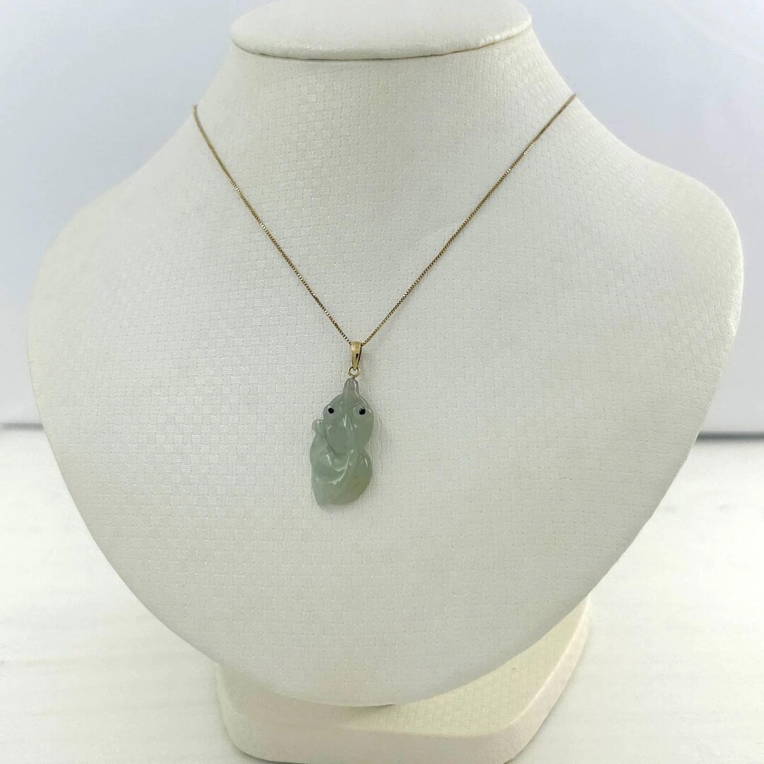 14k Yellow Gold Bale Hand-carved Goldfish Natural Jadeite Pendant ...