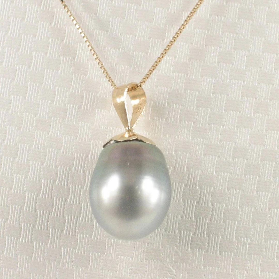 14k Yellow Gold Flower-bale & Diamond Blue Tahitian Pearl Pendant - Etsy