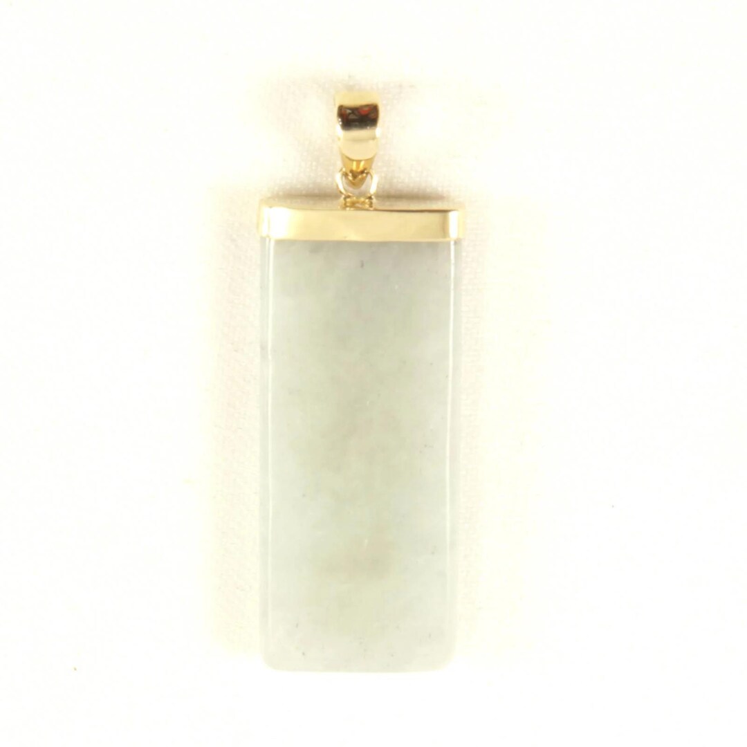 14k Yellow Solid Gold Celadon Green Jade Plain Board Pendant - Etsy