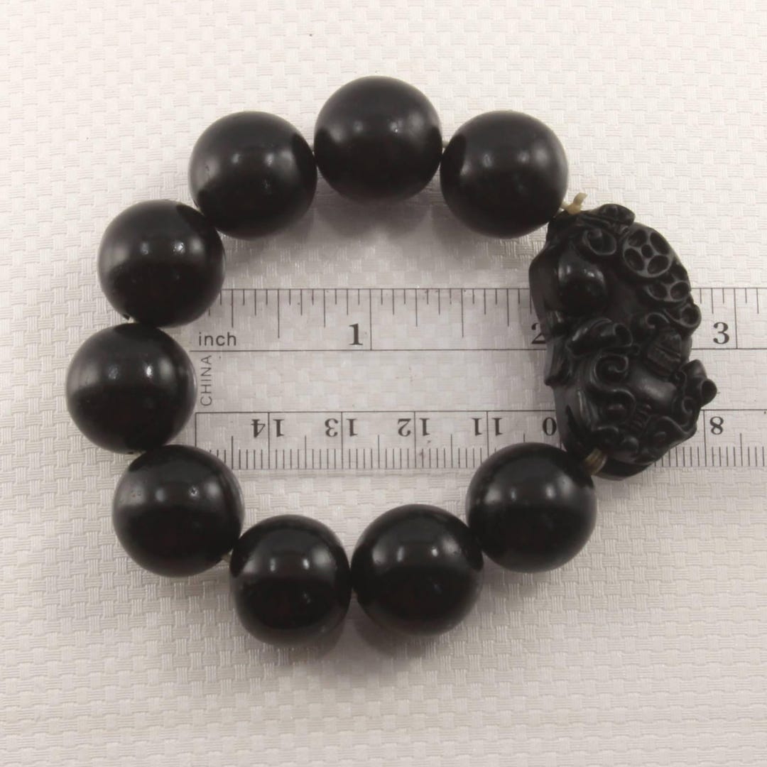 16mm Bian Stone Pixiu Carving Stretch Bracelet - Etsy