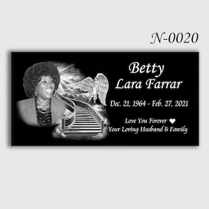 Flat Headstone Grave Marker Black Granite Diamond Engraved - Etsy Canada