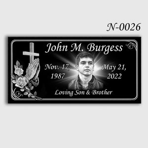 Flat Headstone Grave Marker Black Granite Diamond Engraved - Etsy Canada