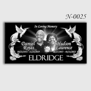 Flat Headstone Grave Marker Black Granite Diamond Engraved - Etsy Canada