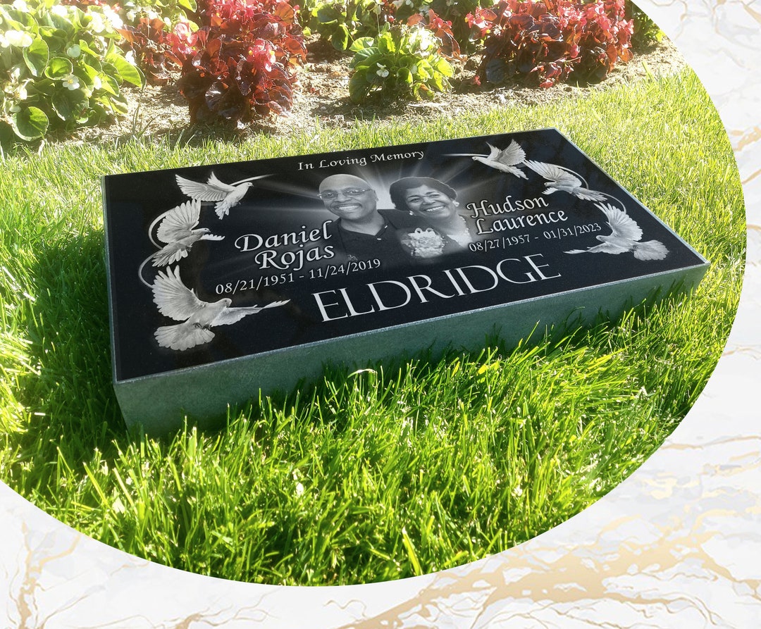 Flat Headstone 28x16x3 Inches Black Granite Diamond Engraved - Etsy