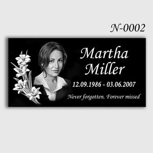 Flat Headstone Grave Marker Black Granite Diamond Engraved - Etsy