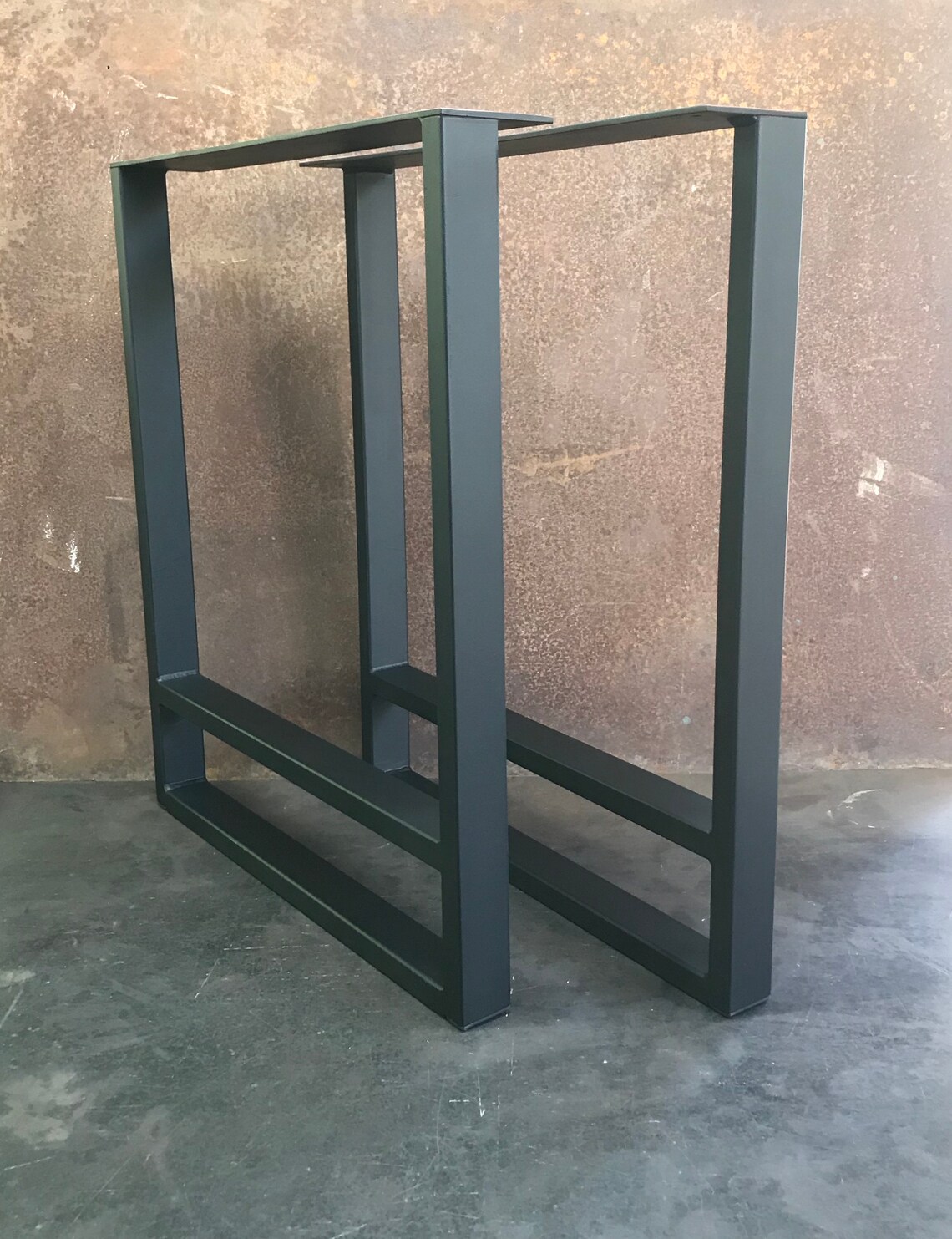 Metal Table Legs 2x1 Double U Flat Black Set of 2 | Etsy