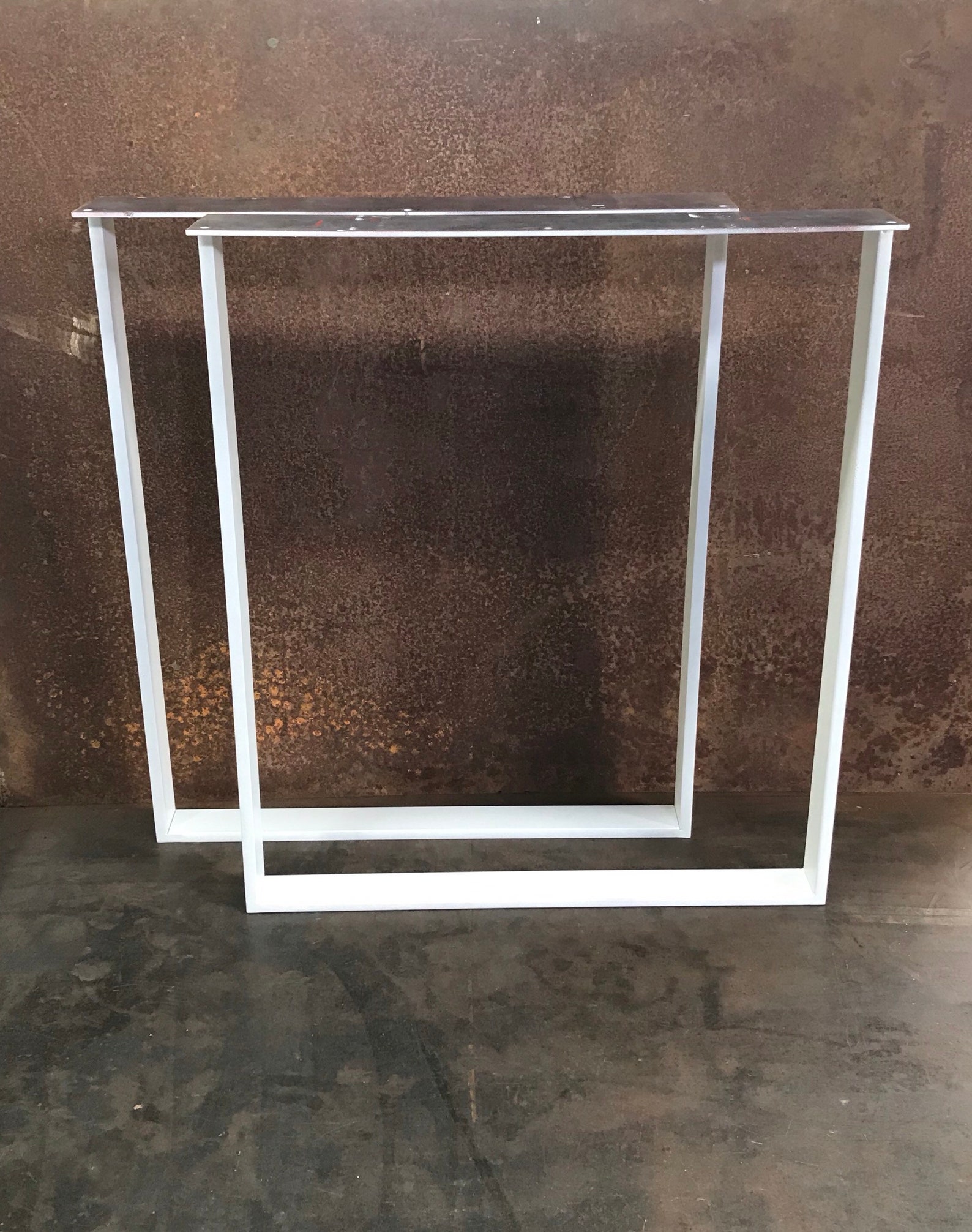 Metal Table Legs 2x1/2 U Flat White set of 2 - Etsy