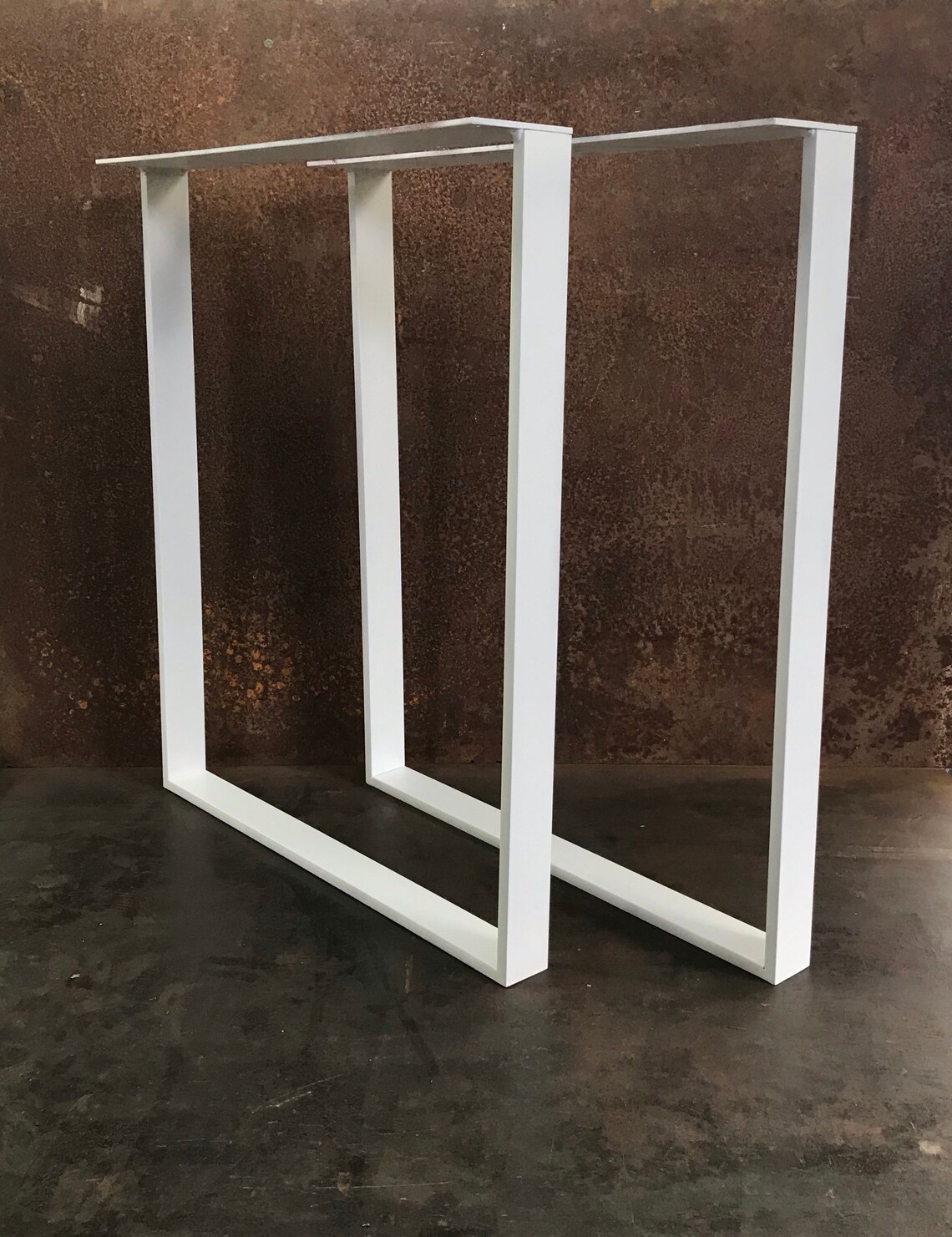 Metal Table Legs 2x1/2 U Flat White set of 2 - Etsy