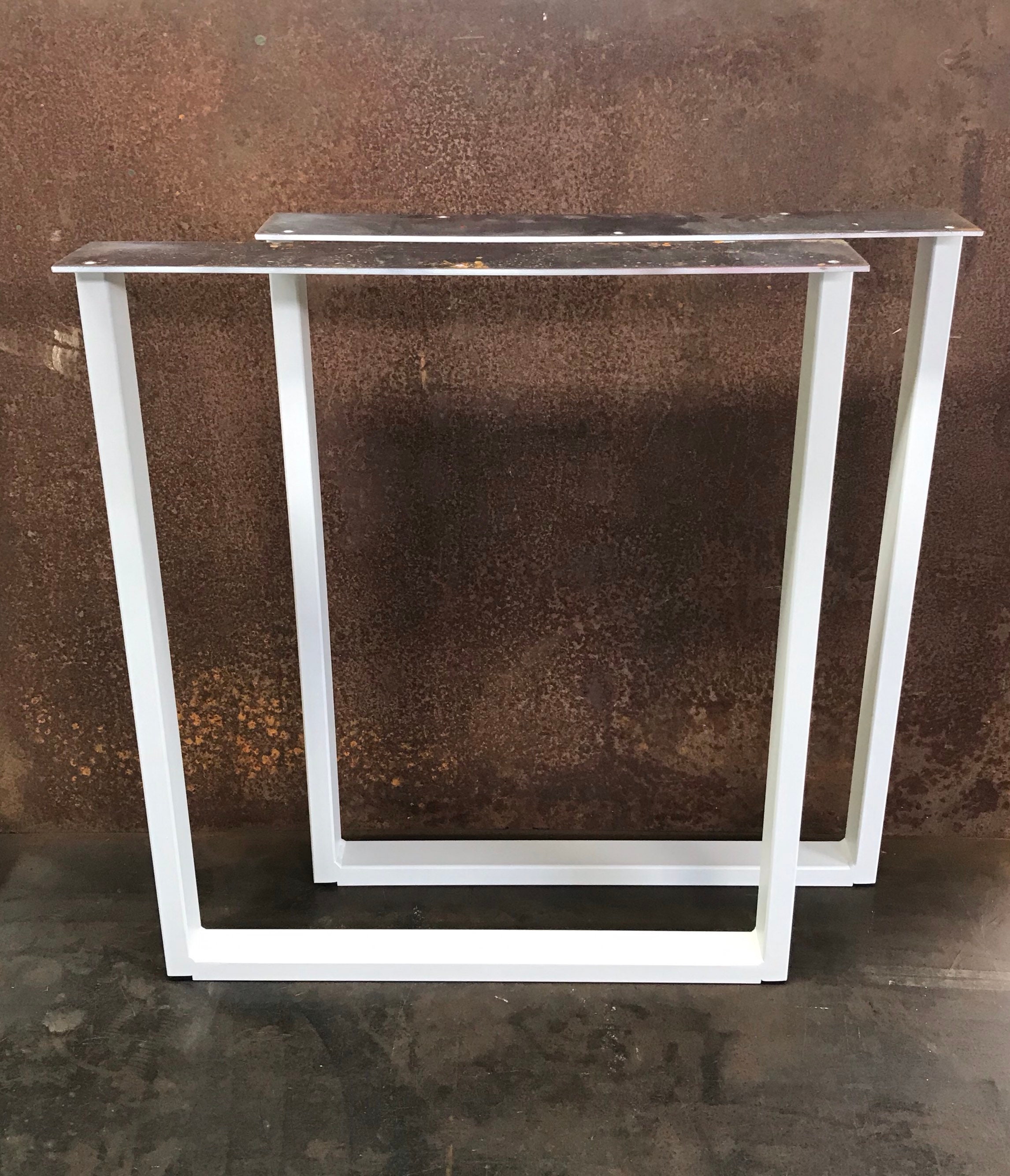 Metal Table Legs 2x1 U Flat White Set of 2 | Etsy