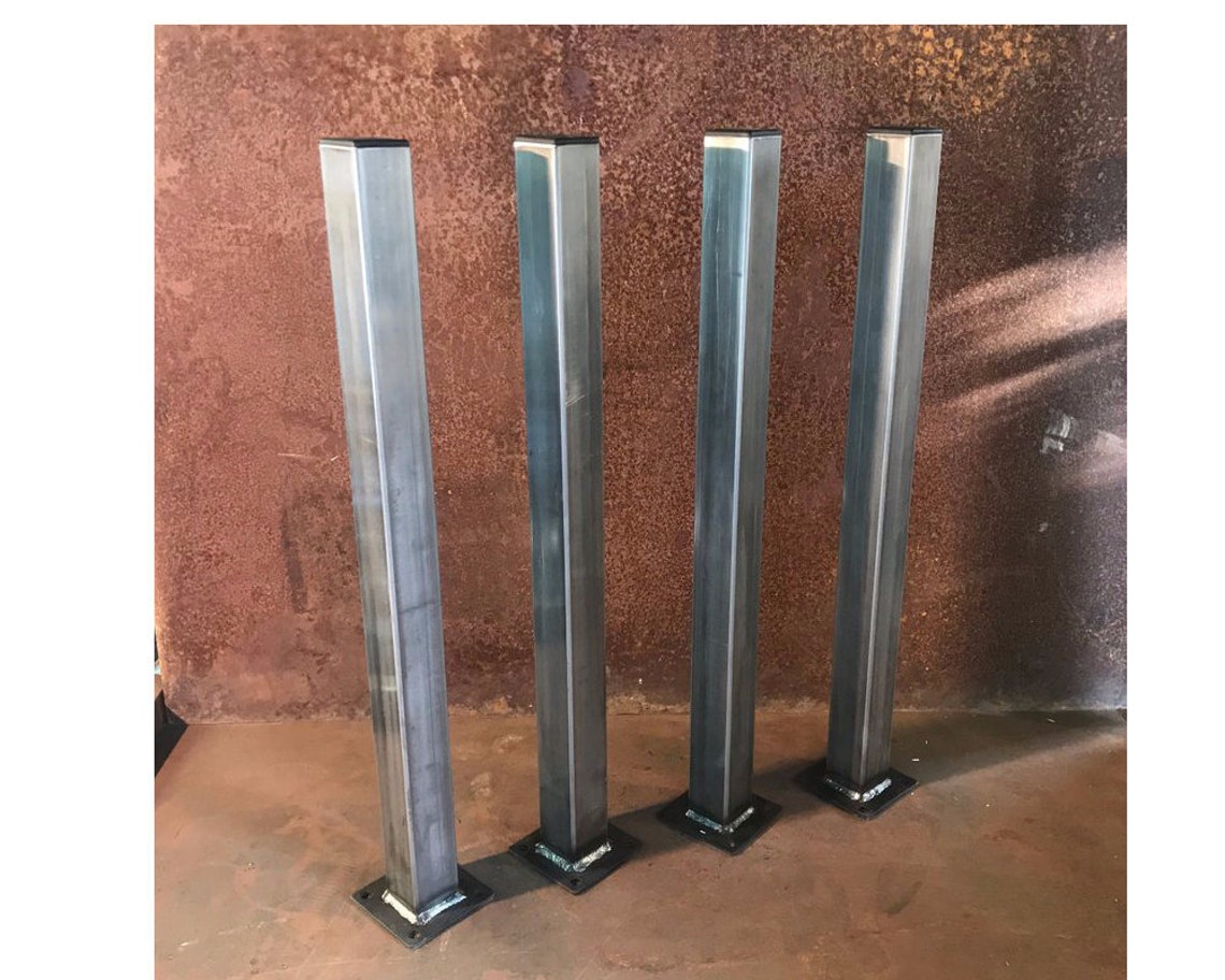 Metal Table Legs 2x2 Single Post Raw set of 4 - Etsy