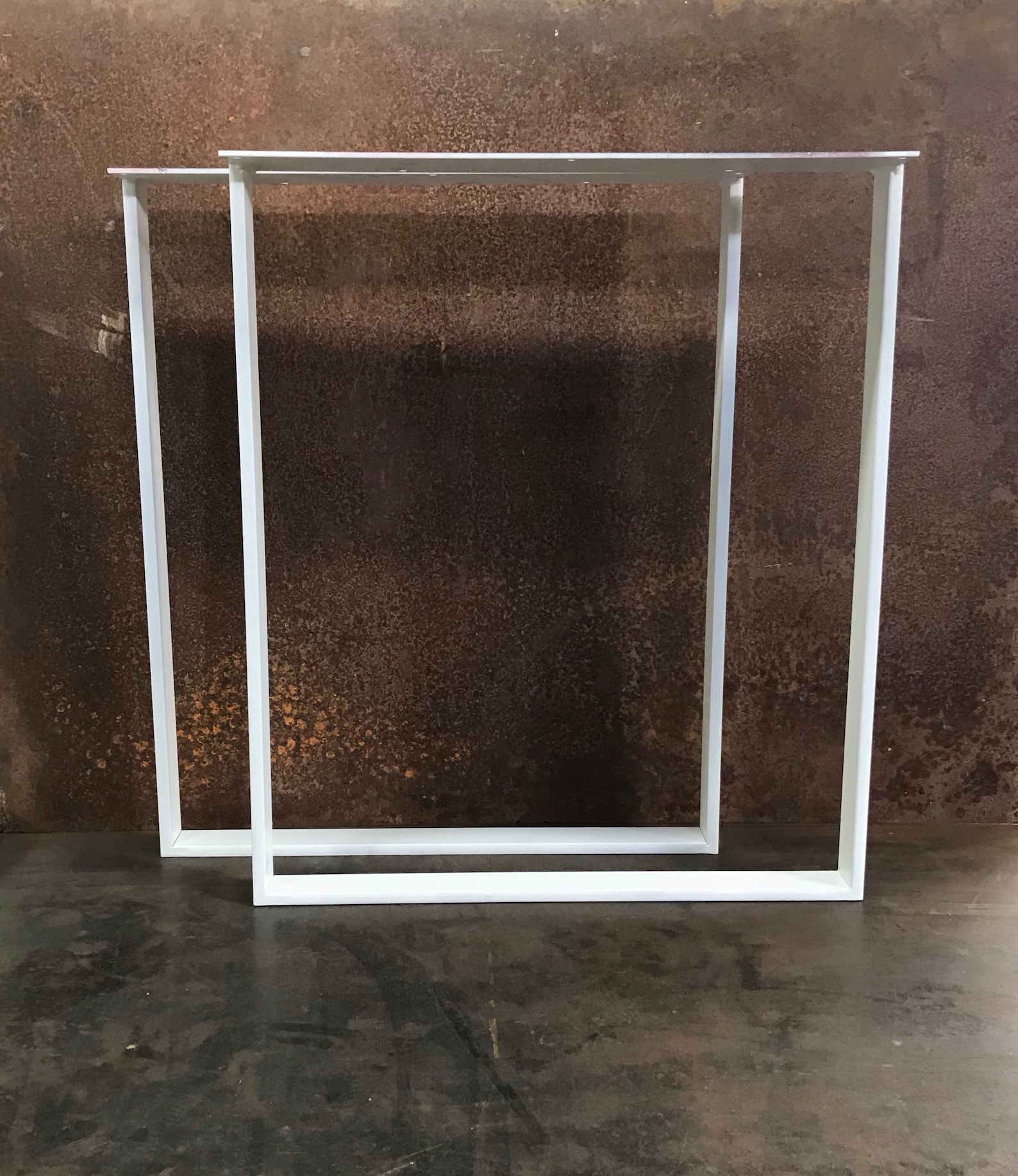 Metal Table Legs 2x1/2 U Flat White set of 2 - Etsy