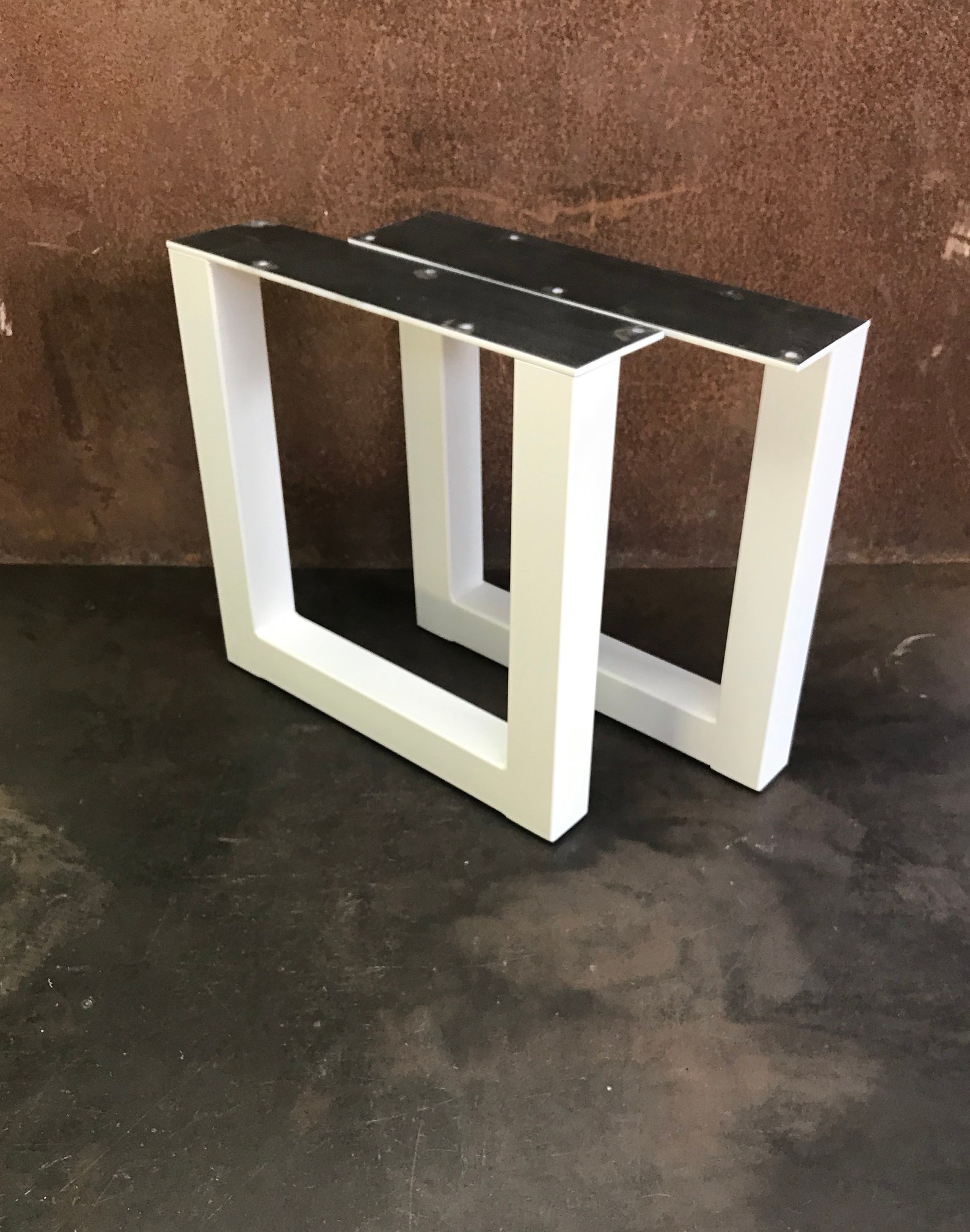 Metal Table Legs 2x2 U Flat White set of 2 - Etsy