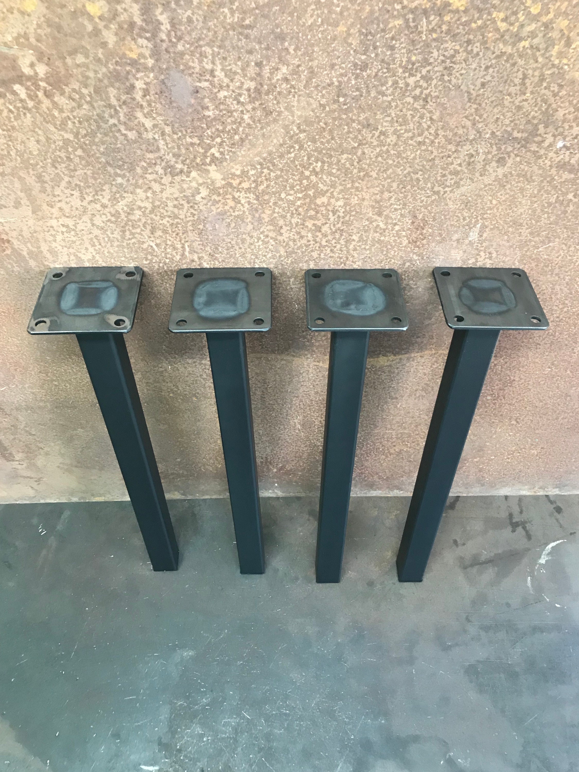 Metal Table Legs 1.5x1.5 Single Post Flat Black set of 4 | Etsy