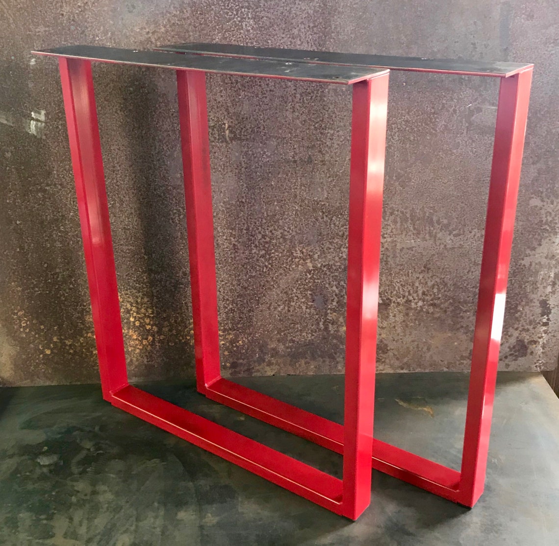 Metal Table Legs 2x1 U Red set of 2 - Etsy