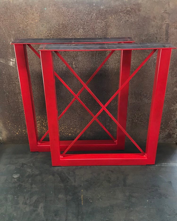 Metal Table Legs, 2x2 U W/ X Red (set of 2) - Etsy