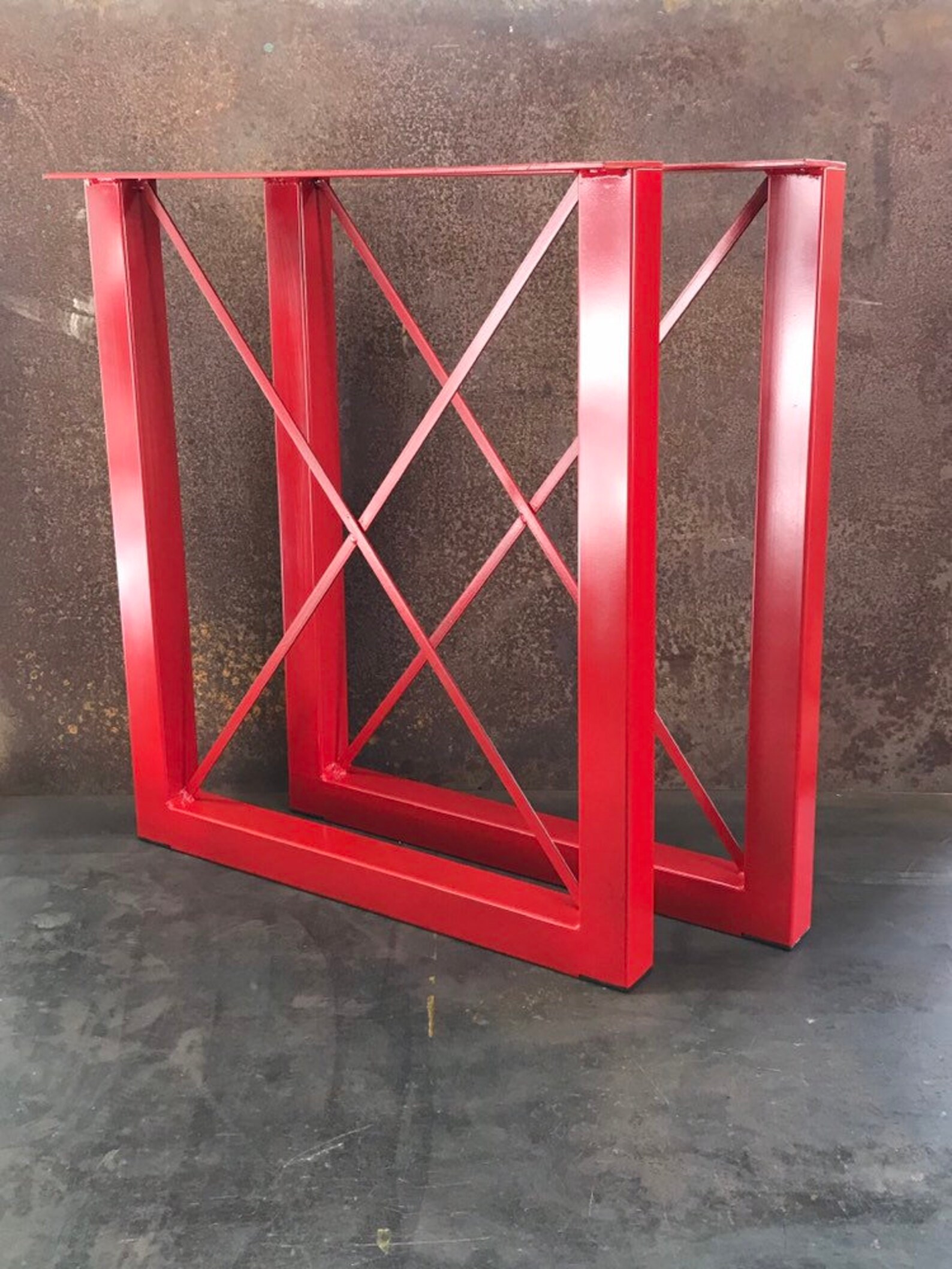 Metal Table Legs, 2x2 U W/ X Red (set of 2) - Etsy