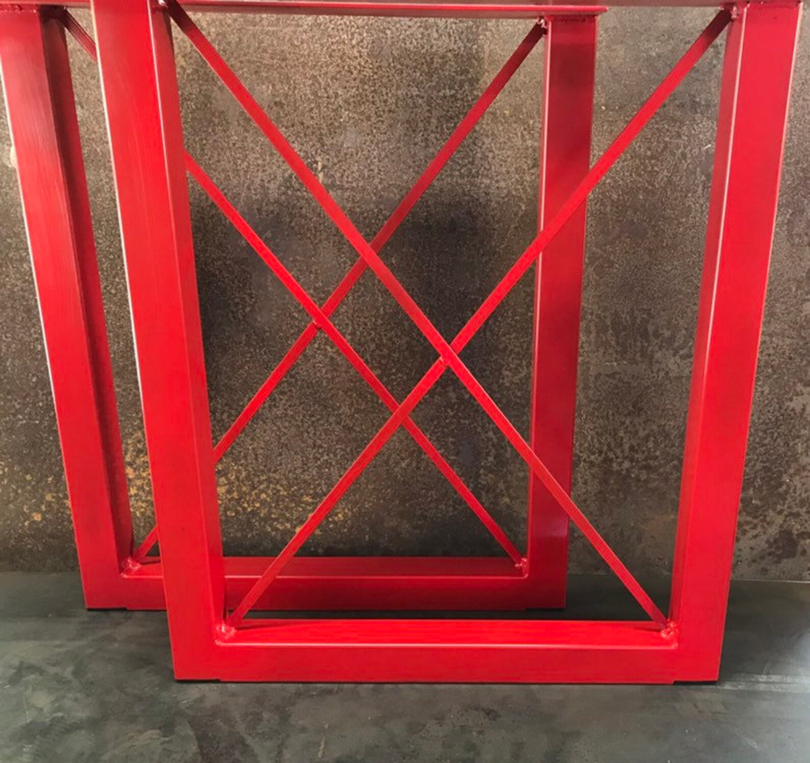 Metal Table Legs, 2x2 U W/ X Red (set of 2) - Etsy