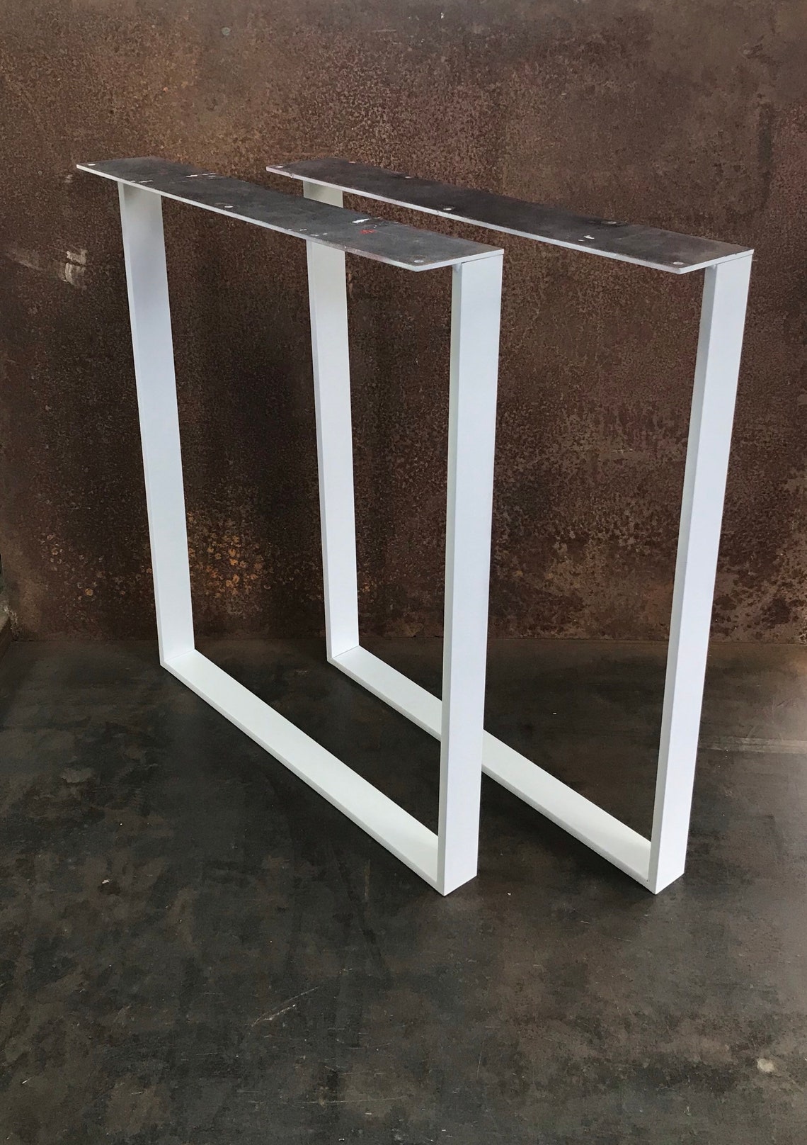 Metal Table Legs 2x1/2 U Flat White set of 2 - Etsy