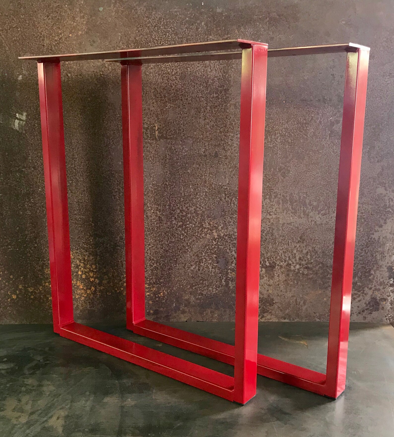 Metal Table Legs 2x1 U Red set of 2 | Etsy