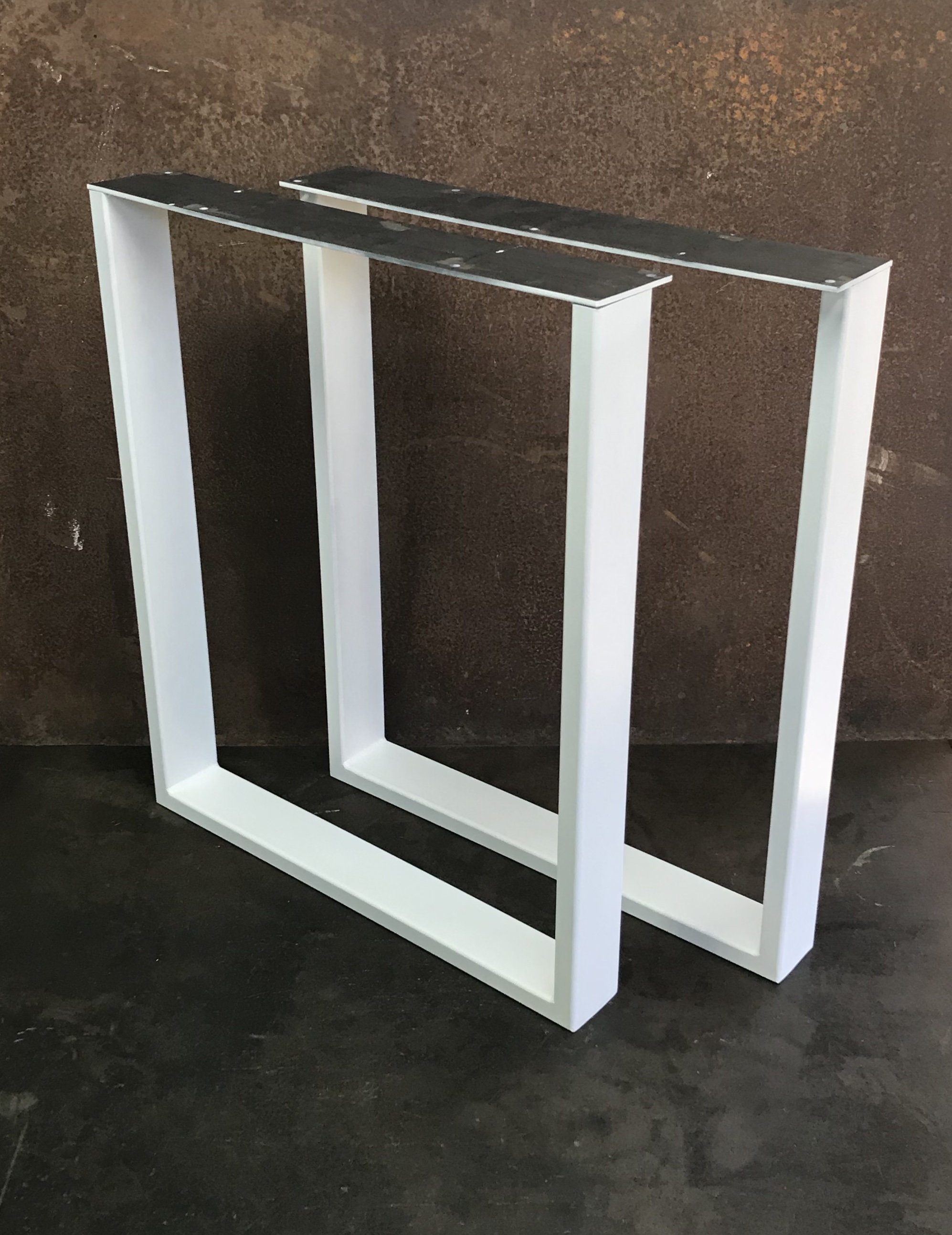 Metal Table Legs 3x1 U Flat White set of 2 | Etsy