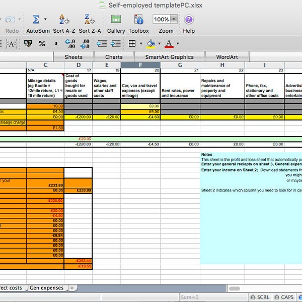 Uk Self Assessment Spreadsheet - Etsy
