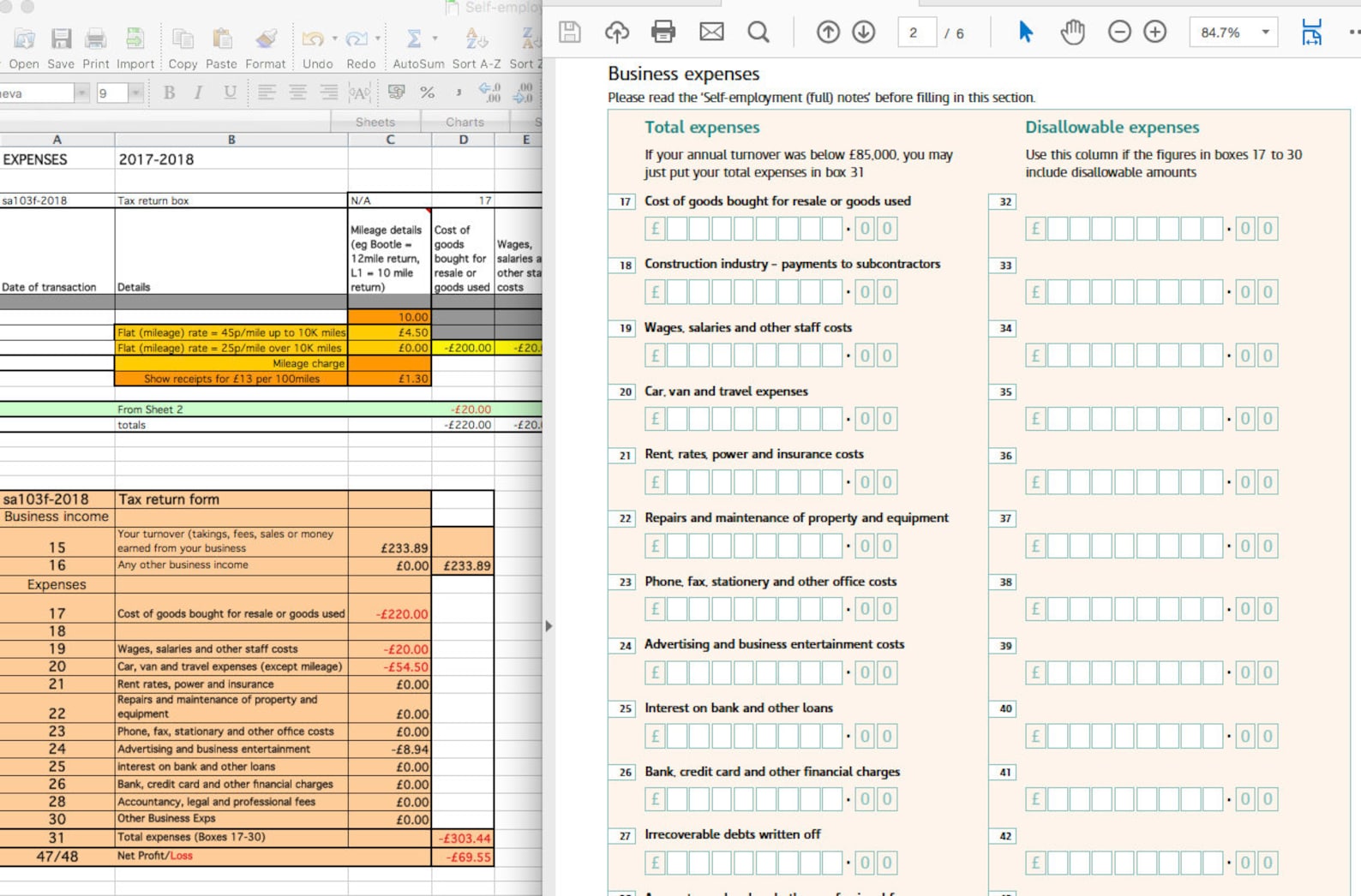 Easy-to-use UK Self Assessment Spreadsheet Excel for PC Office 2010 ...