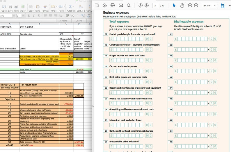 Easy-to-use UK Self Assessment Spreadsheet Excel for PC Office 2010 - Etsy