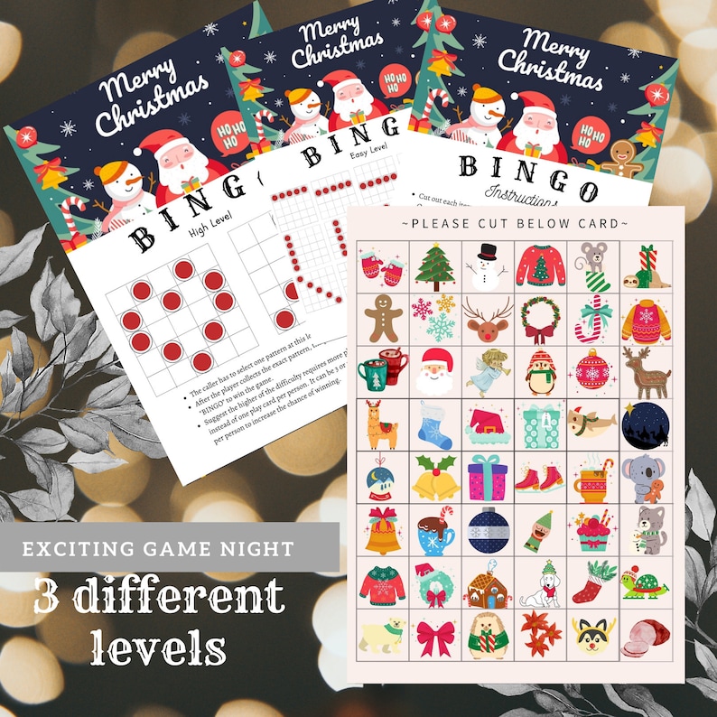 Christmas Game Bingo Cards Game for Christmas Christmas - Etsy