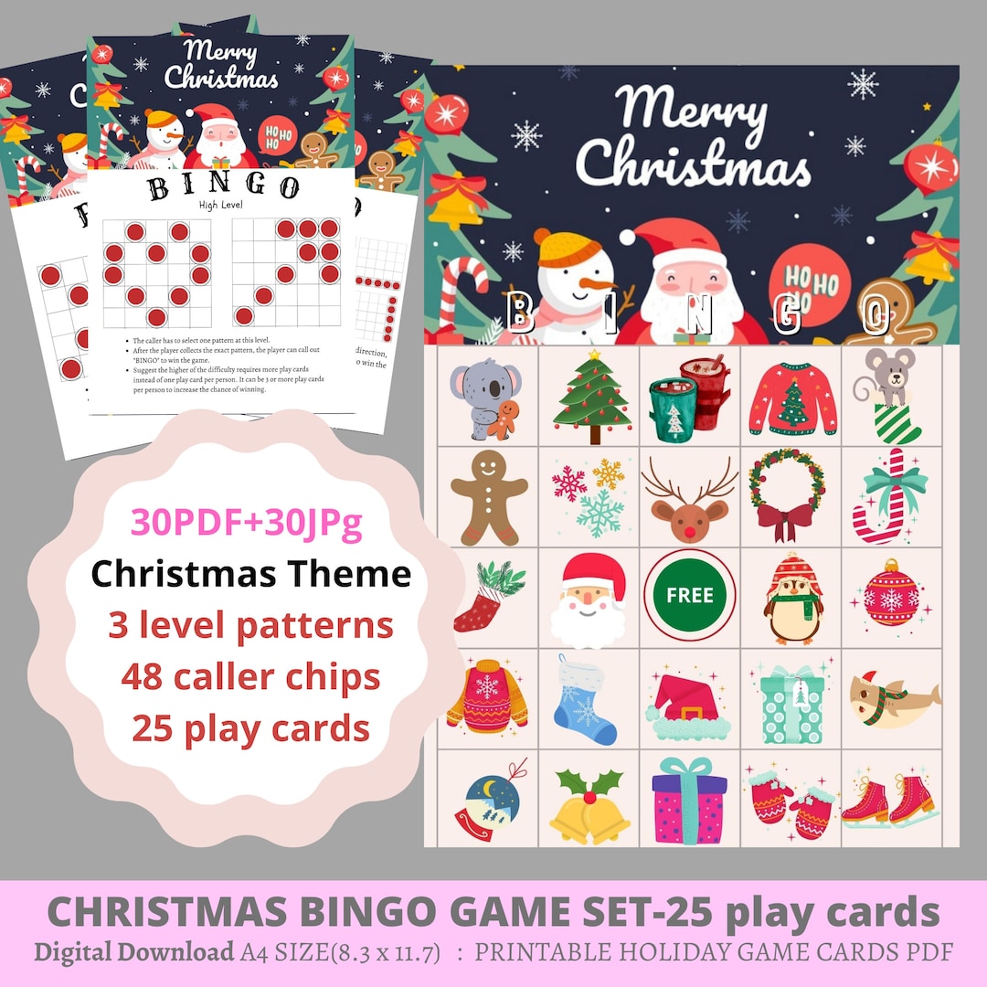 Christmas Game Bingo Cards, Game for Christmas, Christmas Bingo Card ...