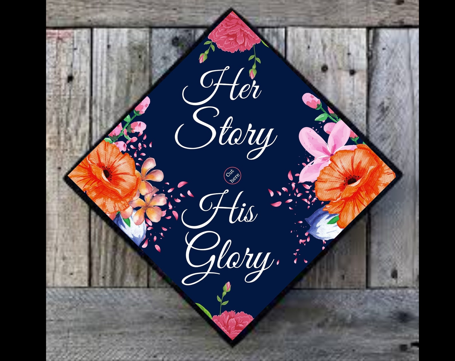 Graduation Cap her Story His Glory Topper Printablediy - Etsy