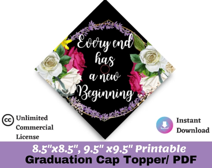 Graduation Cap Topper Printable, DIY Graduation Cap Topper, Floral ...