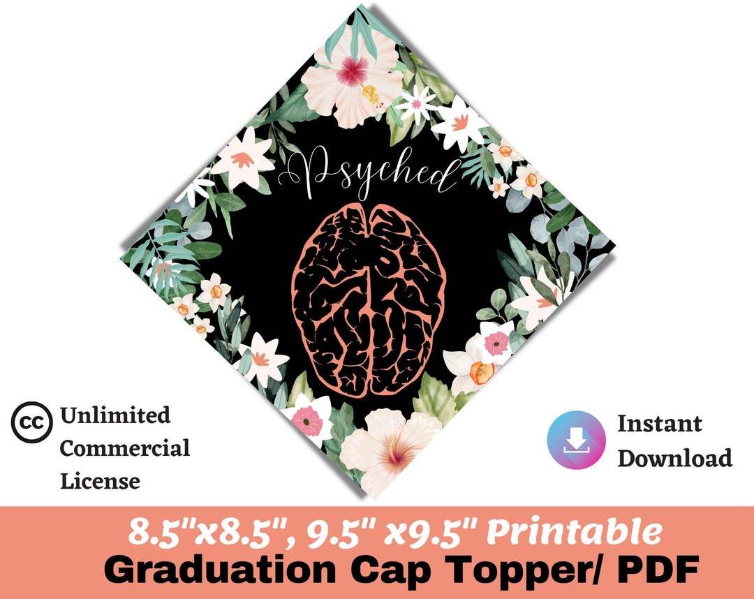 Psychology Graduation Cap Topper Printable, Tropical Flowers Graduation ...