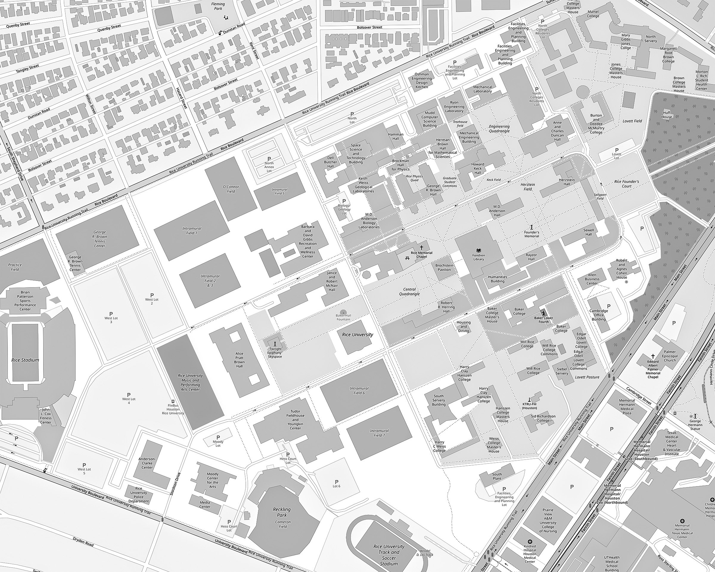 Rice University Map - Etsy