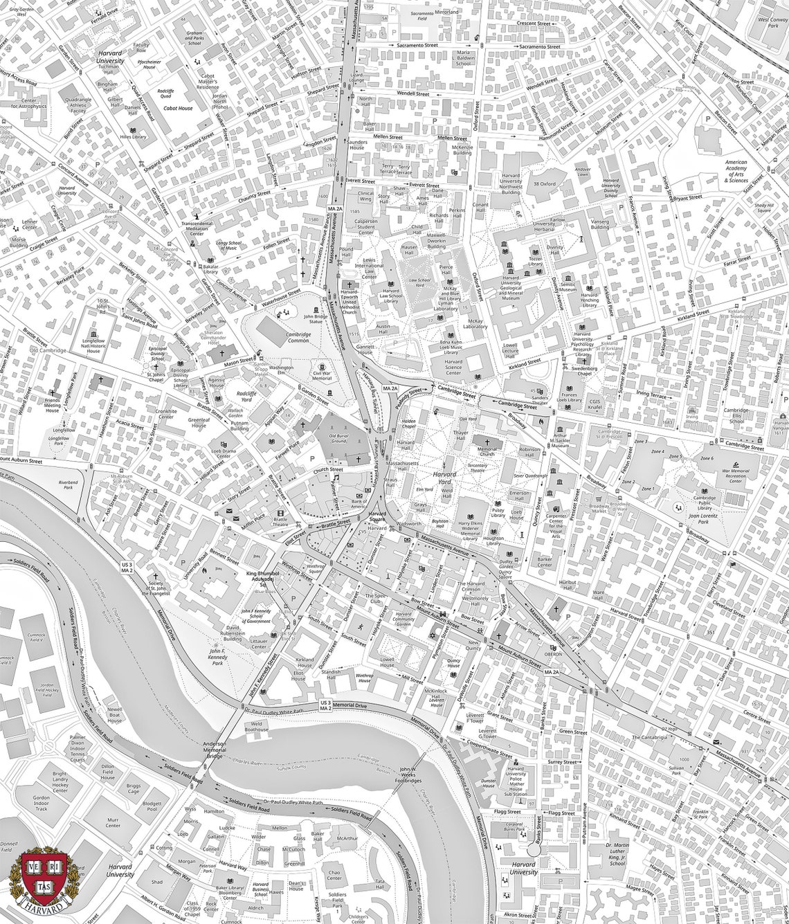 Harvard University Map - Etsy