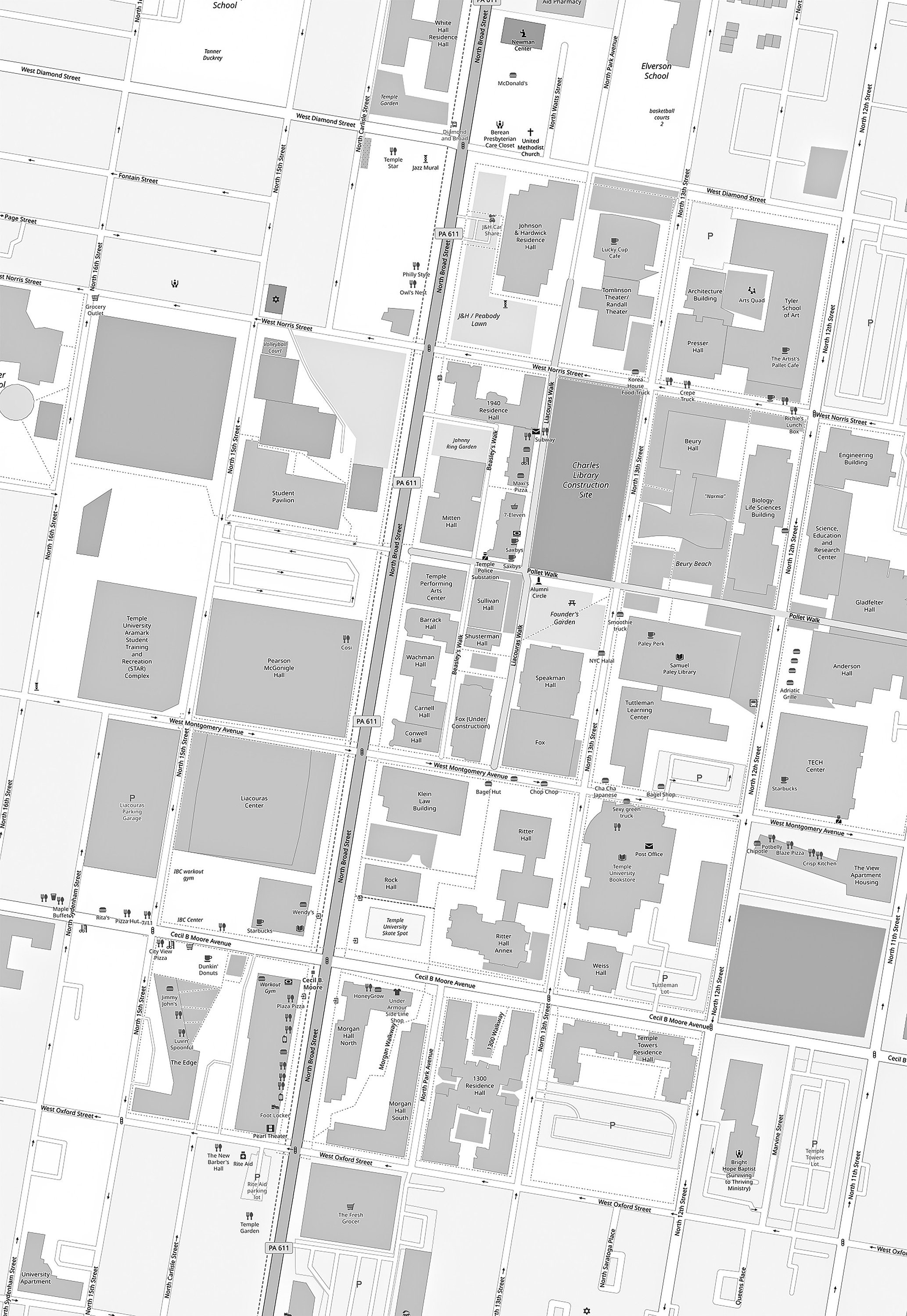 Temple University Map - Etsy