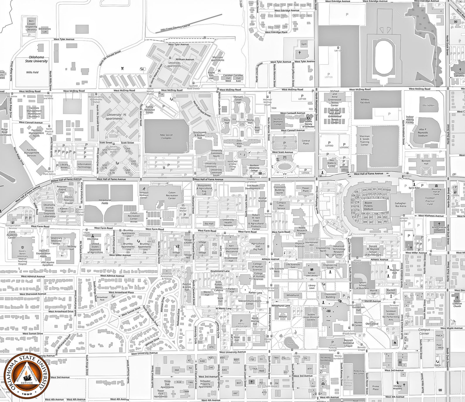 Oklahoma State University Map - Etsy