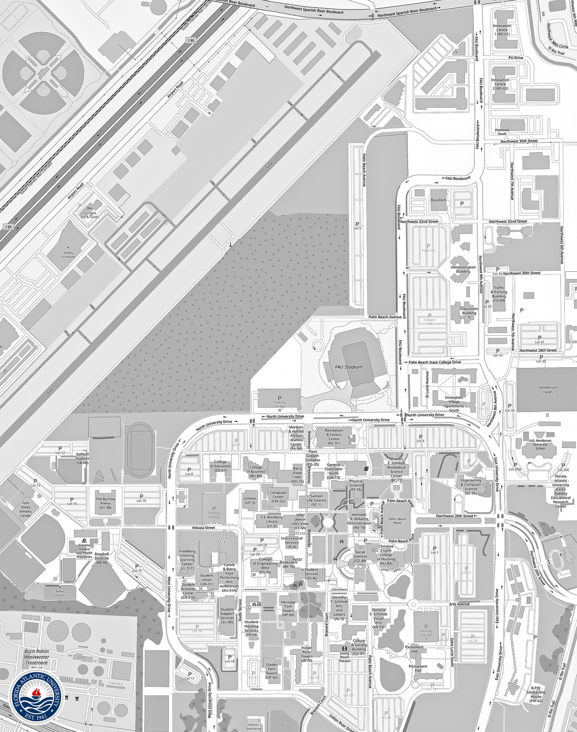 Florida Atlantic University Map - Etsy