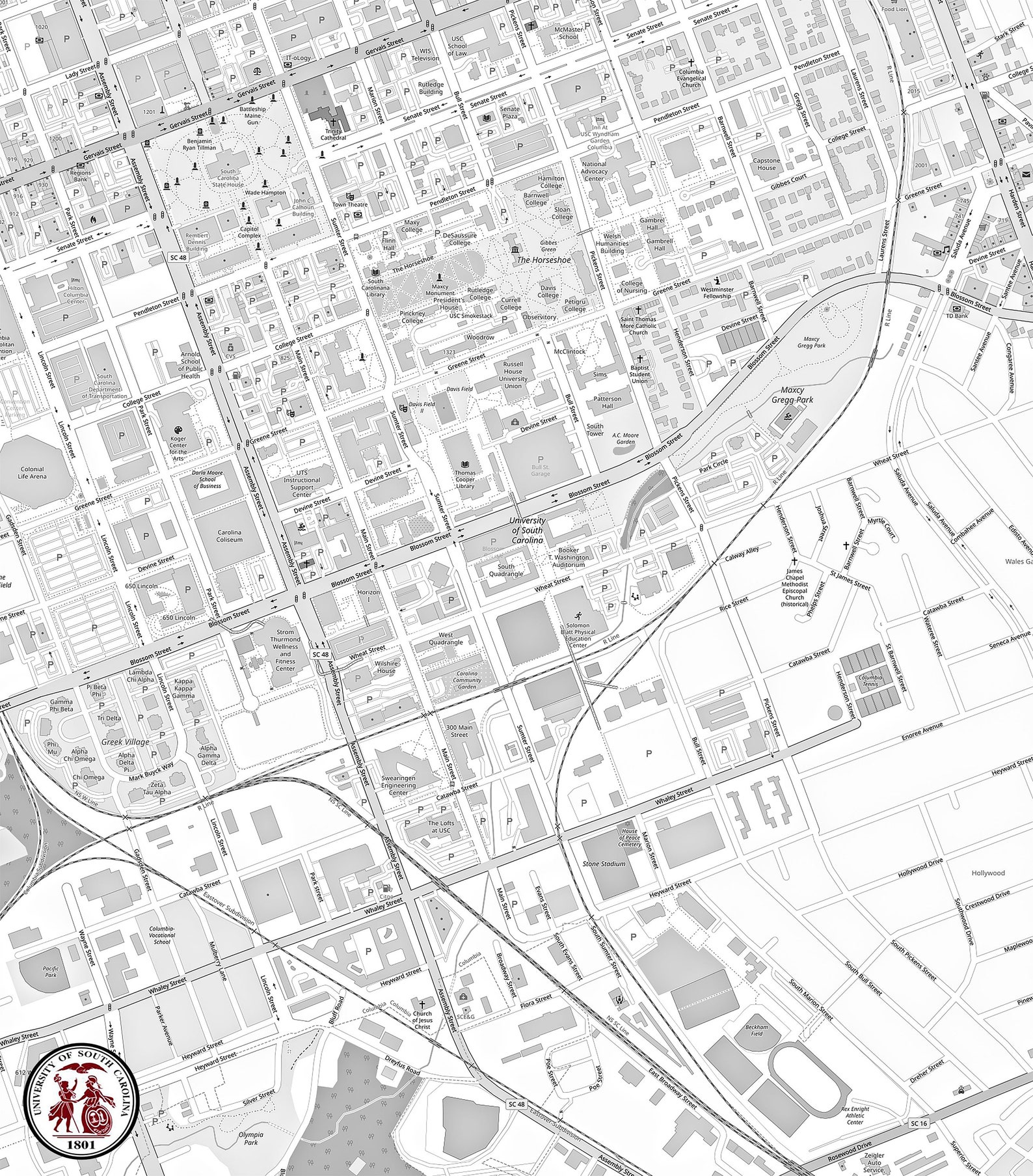 University of South Carolina Map - Etsy