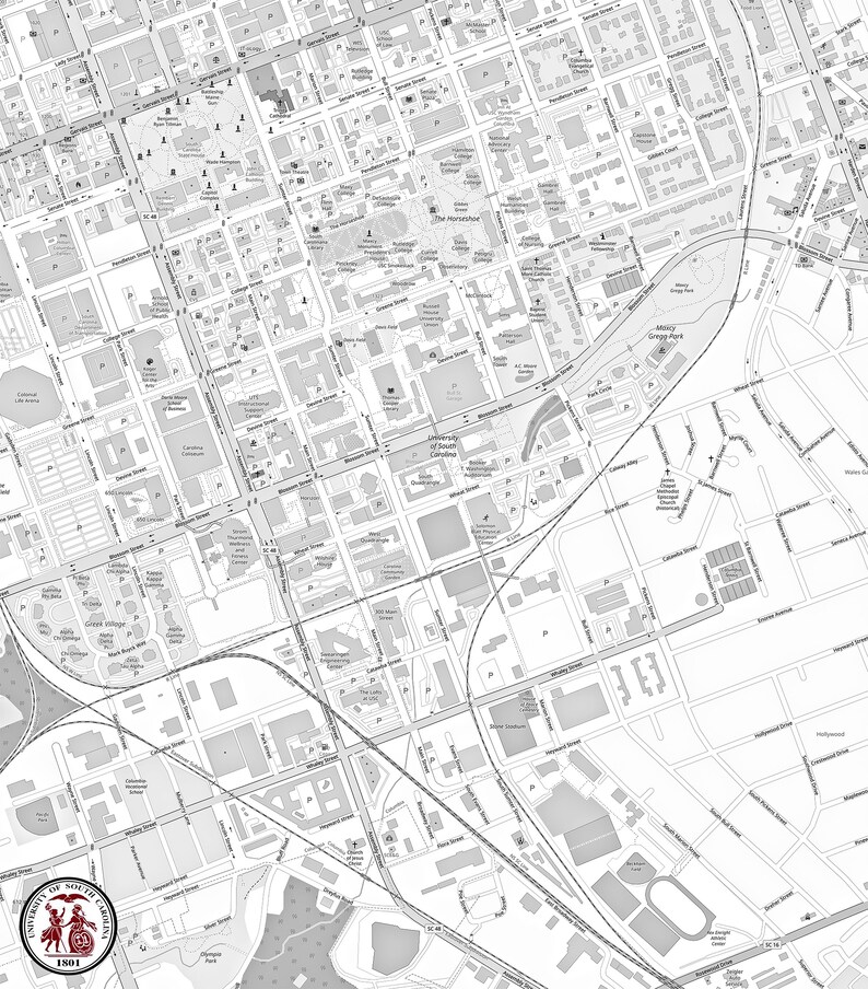 University of South Carolina Map - Etsy