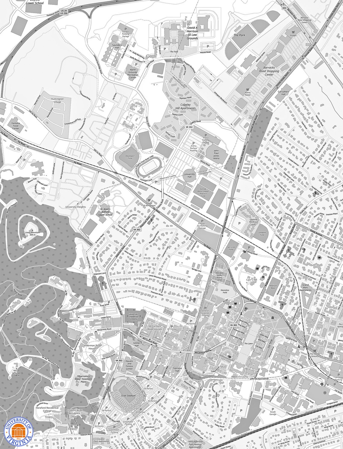 University of Virginia Map - Etsy