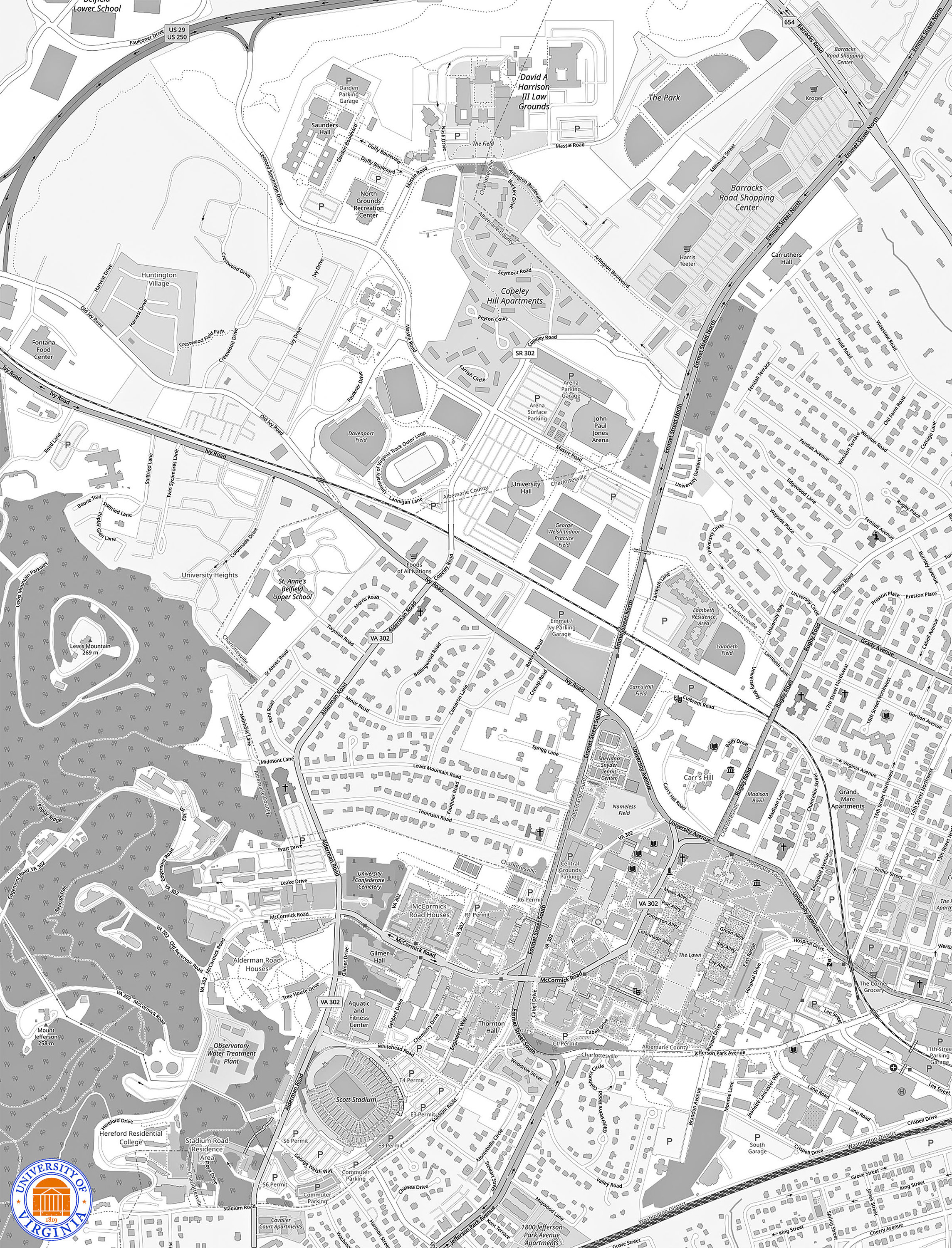 University of Virginia Map - Etsy