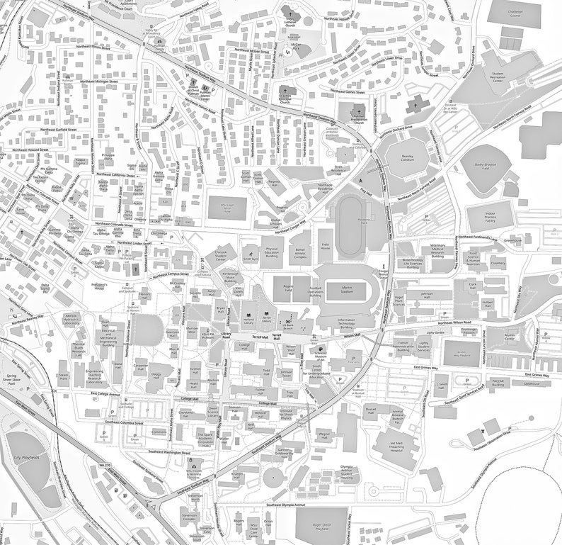 Washington State University Map - Etsy